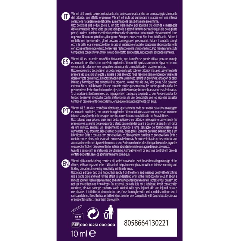 ÓLEO VIBRANTE PLEASURE DROPS 140 DOSES | CONTROL - Erothis